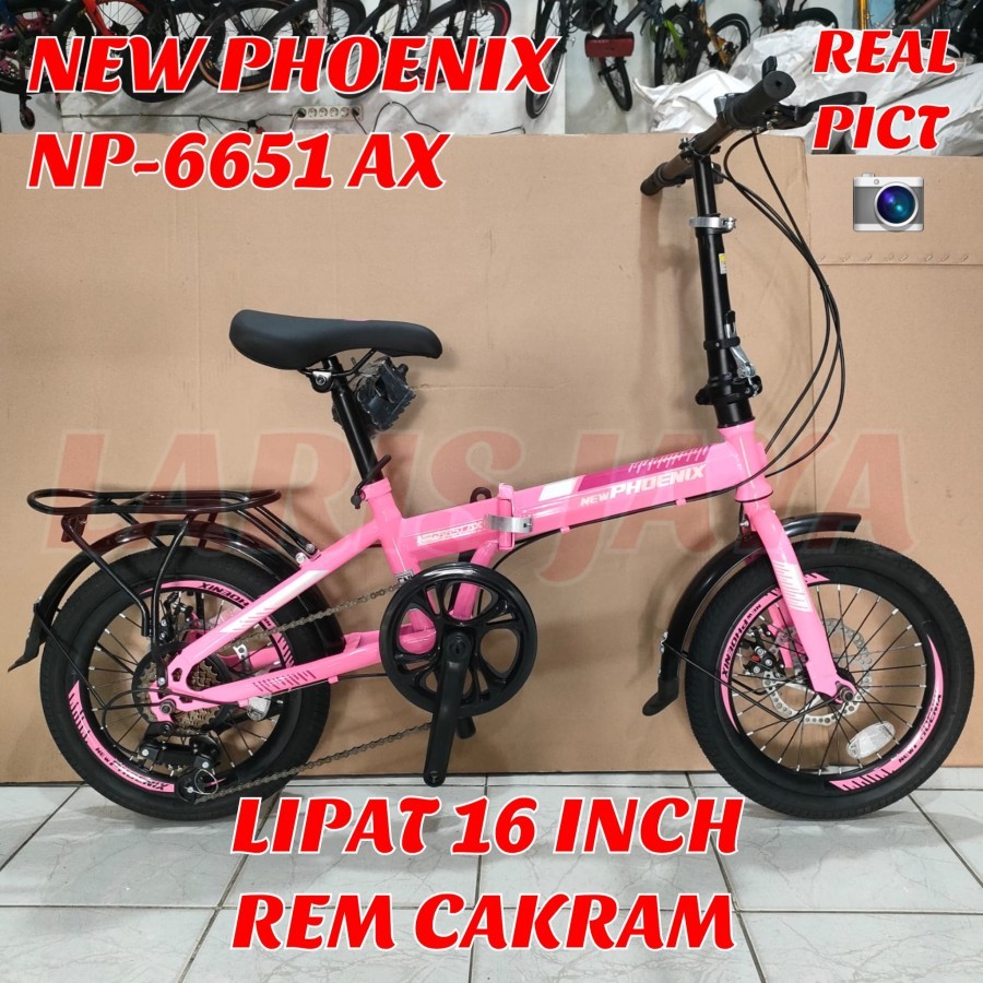 Jual SEPEDA LIPAT 16 INCH PHOENIX NP 6651 AX REM CAKRAM 7 SPEED SEPEDA ...