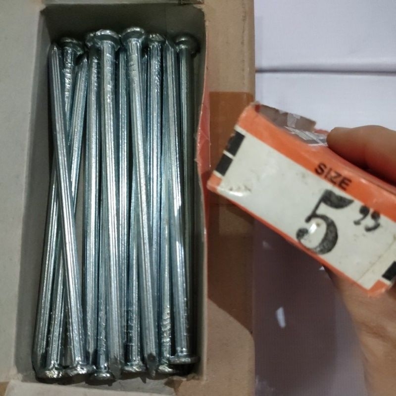 Jual 1PAK Paku beton 5 inch 12 cm putih paku tembok 5 in paku dinding beton paku cor panjang 12 ...