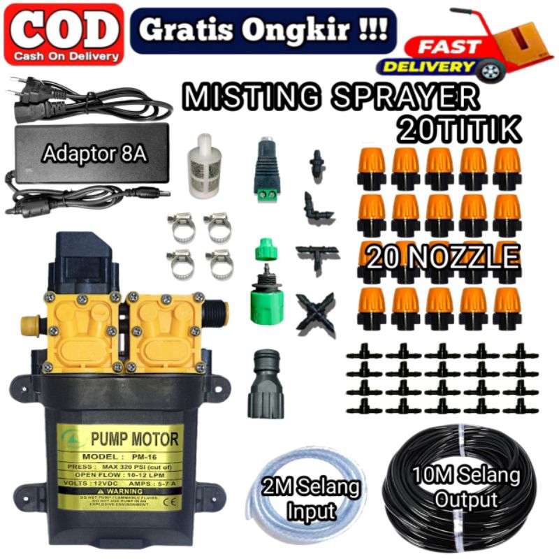 Jual Paket lengkap Misting Alat Pengkabutan Tanaman Pompa 320PSI Dual ...