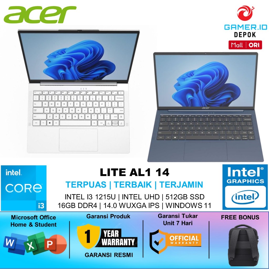 Jual LAPTOP ACER LITE AL1 14 INTEL I3 1215 16GB RAM 512GB SSD WINDOWS ...