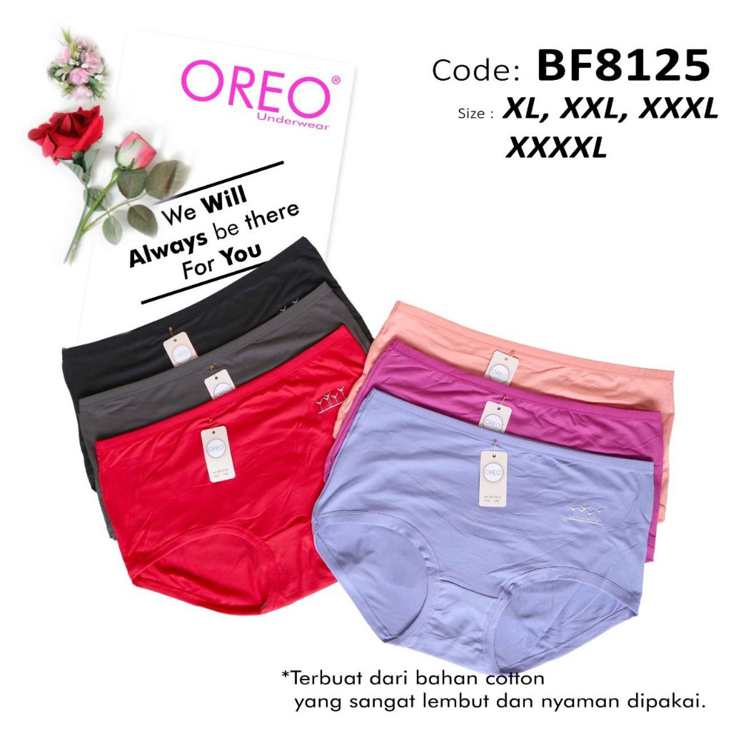 Jual OREO [3Pcs] BF-8125 CELANA DALAM WANITA POLOS JUMBO KATUN ...