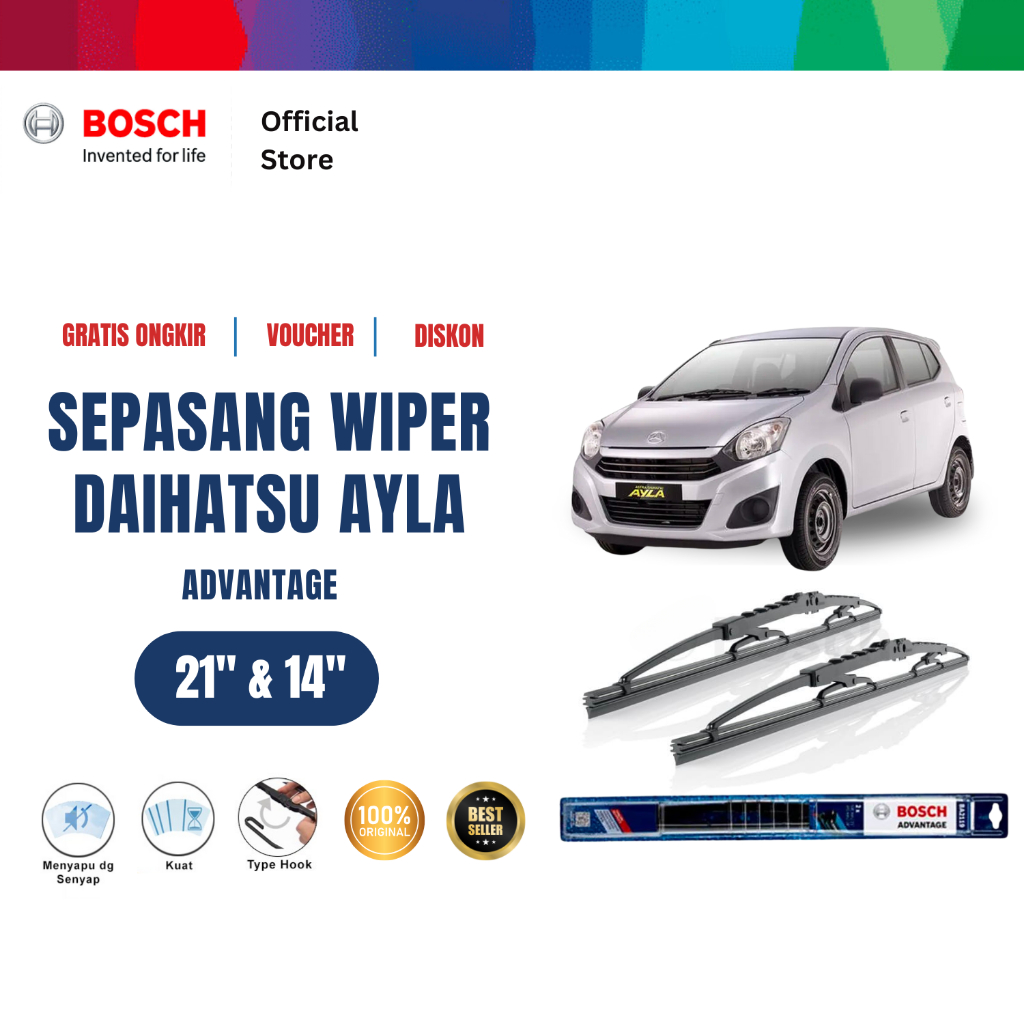 Jual Bosch Sepasang Wiper Kaca Mobil Daihatsu Ayla Advantage 21 dan 14 Inci | Shopee Indonesia