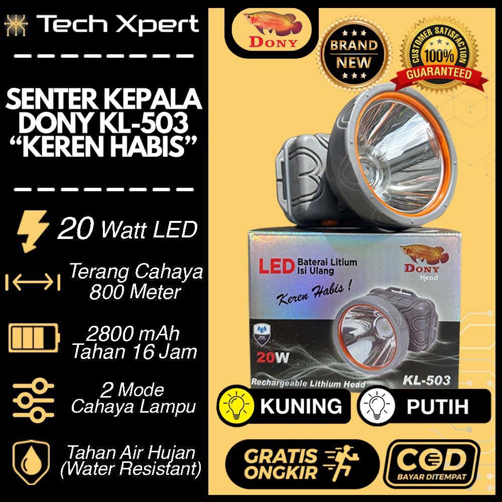Jual SENTER KEPALA LED DONY 20 WATT KL-503 "KEREN HABIS" ORI ANTI AIR ...