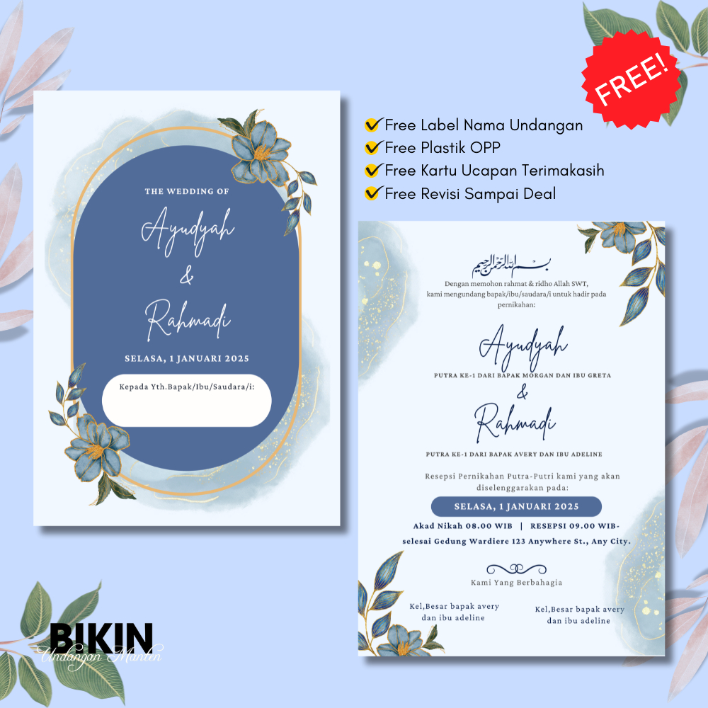 Jual [230g] Undangan Pernikahan Murah Custom Bahan Ivory 230 gsm Free ...