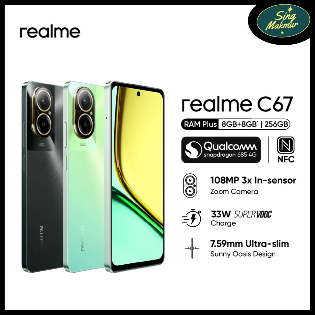 Jual REALME C67 | 108MP 3X In-sensor Zoom Camera | 360° NFC ...