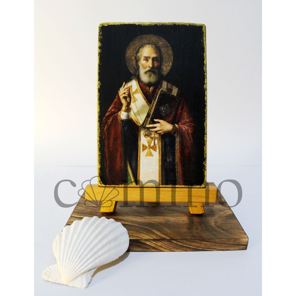 Jual Ikon St Nikolas Myra (Gaya Barat) | Nikolaus Nicolas Nicholas Kayu ...