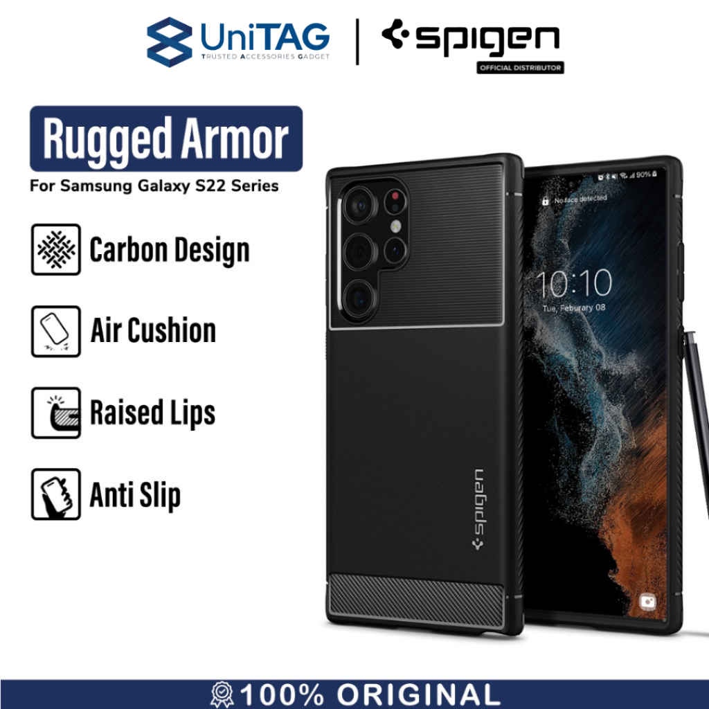 Jual Case Samsung Galaxy S22 Ultra Plus Spigen Rugged Armor Carbon Casing | Shopee Indonesia