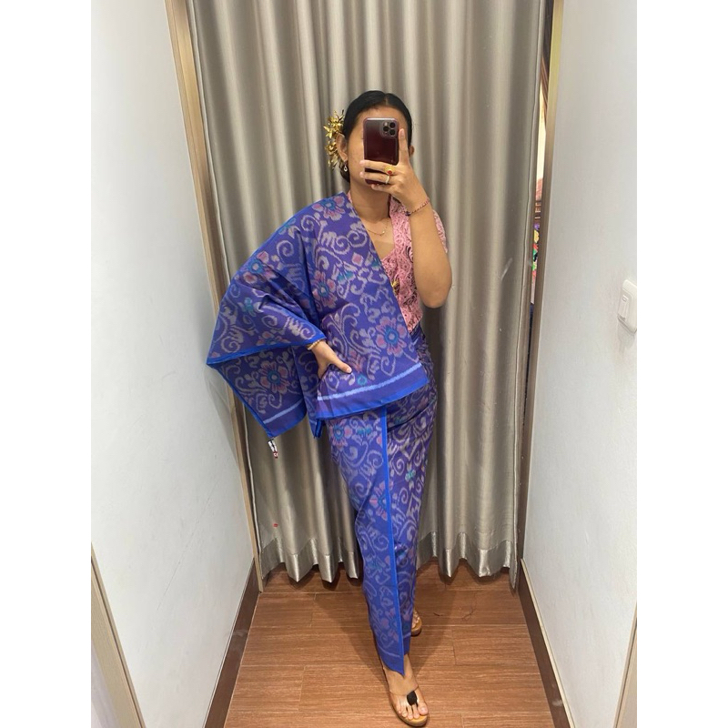 Jual KAIN TENUN ENDEK KHAS BALI MOTIF PATRA UNGU DIMENSI | Shopee Indonesia