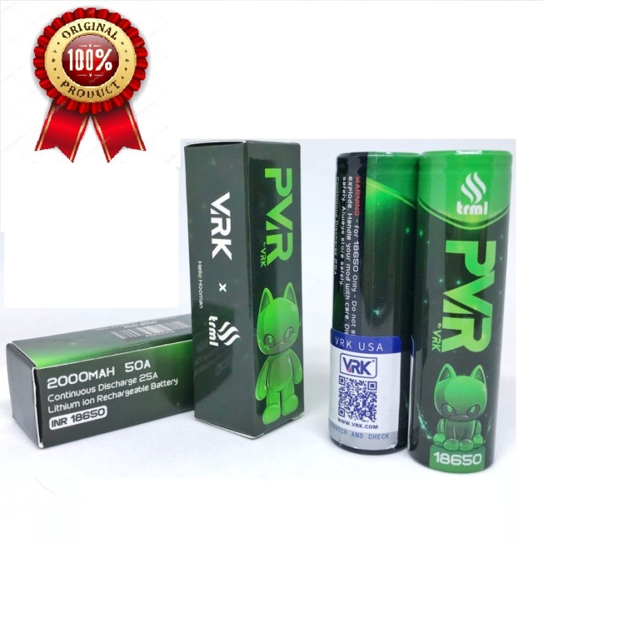 Jual PVR 2000mAh 50A 18650 Battery by VRK x TRML - Baterai VRK ORIGINAL ...