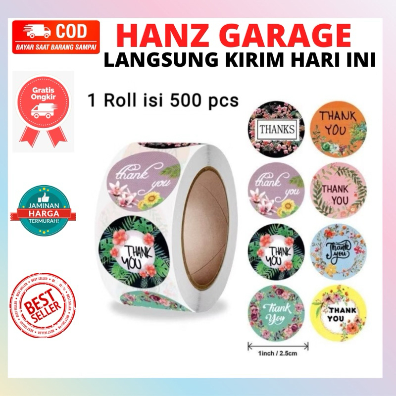 Jual Sticker Thank You Roll Isi 500 Pcs Stiker Terima Kasih Warna Seal ...