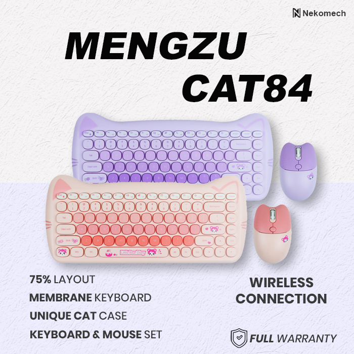 Jual Nekomech Mengzu Wireless Keyboard Mouse Set 2.4G Meow Cat | Shopee ...