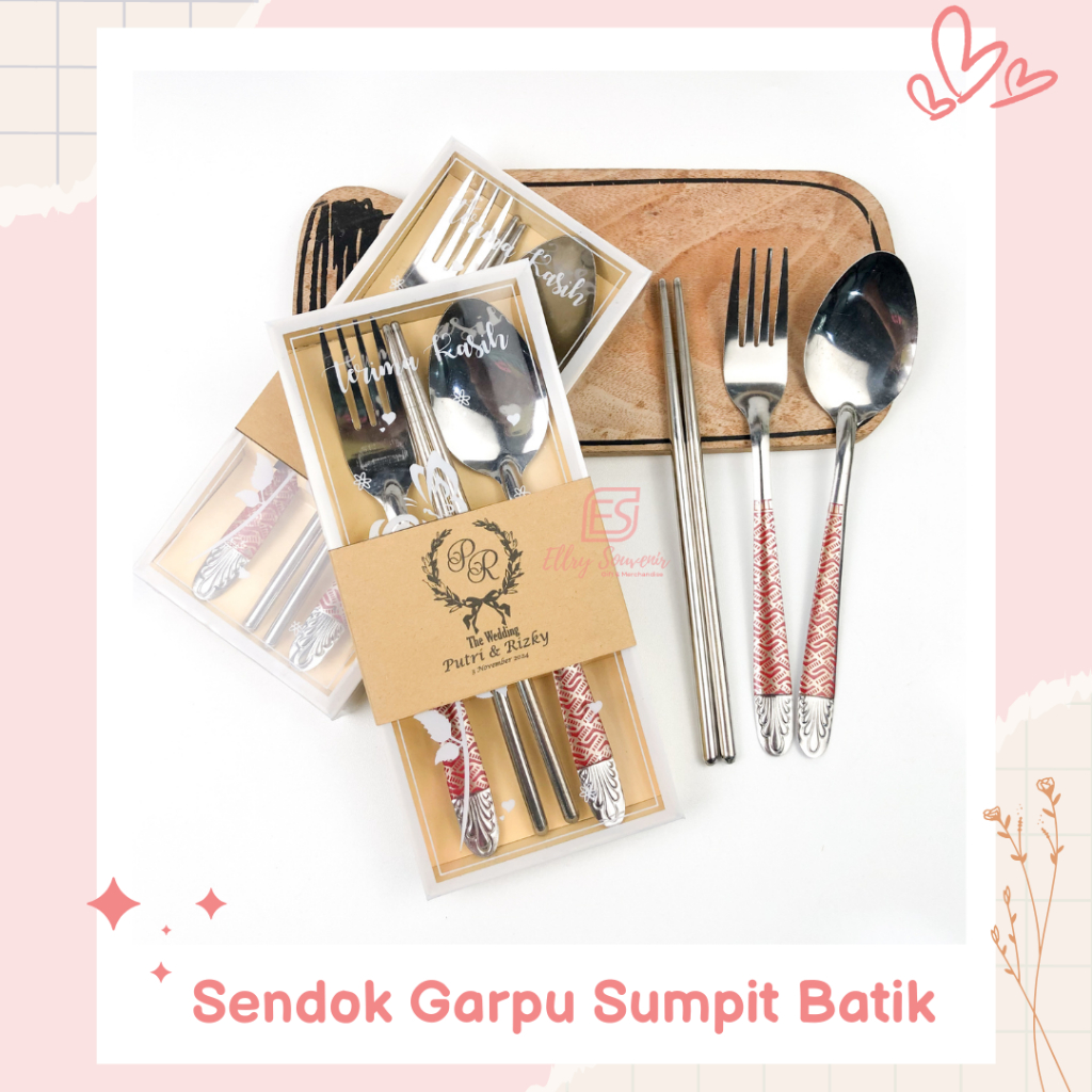 Jual Souvenir Sendok Garpu dan Sumpit Batik Kemas Box Mika Jasmine ...