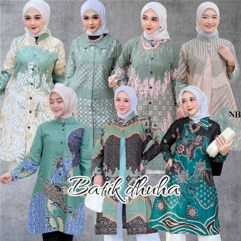 Jual ATASAN BATIK WANITA WARNA HIJAU TOSKA IJO / TUNIK BATIK WARNA ...