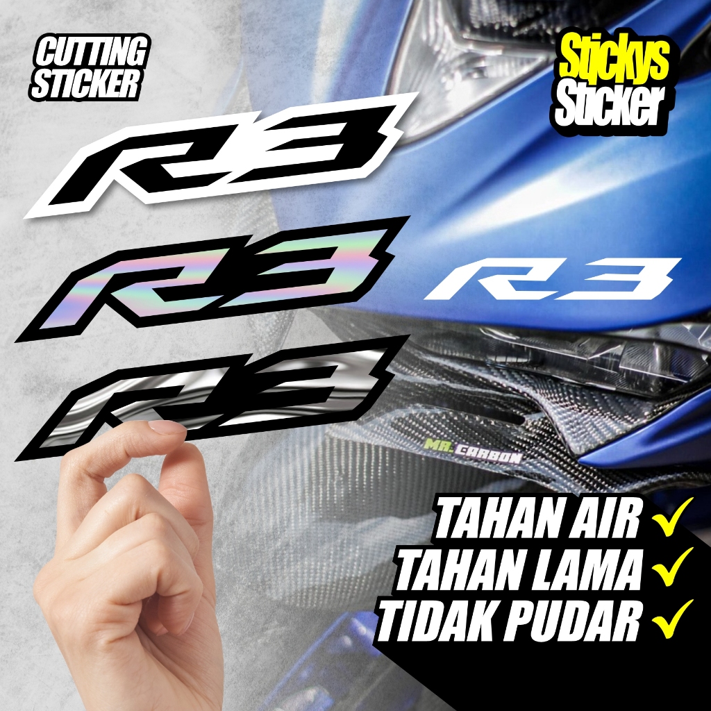 Jual Sticker logo R3 cutting sticker YAMAHA R3 6 pilihan warna dan ...