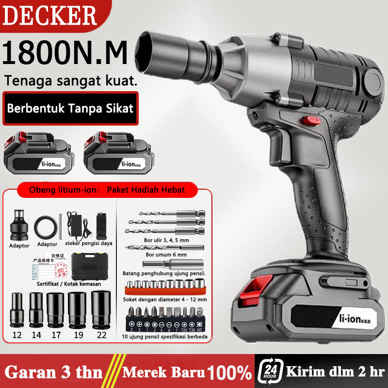 Jual DECKER Impact Wrench Baterai Semua motor tembaga Cordless Kunci Impact Impak Buka Motor ...
