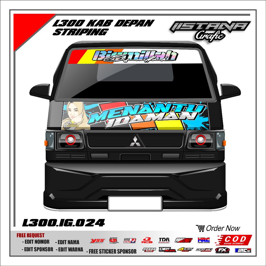 Jual Stiker Decal KABIN DEPAN L300 - Sticker Variasi KAB DEPAN Pick up ...