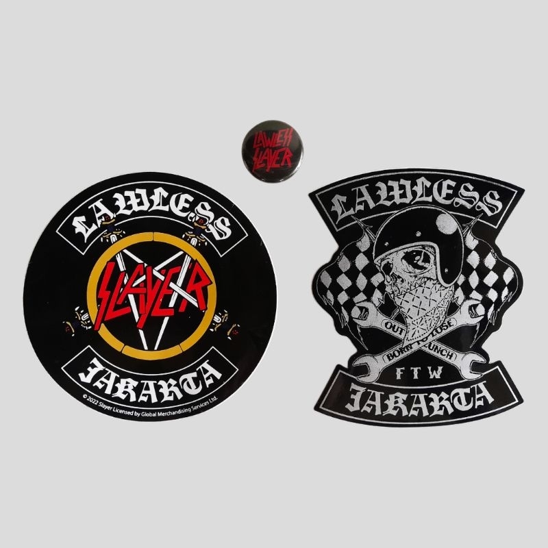 Jual STICKER & PIN LAWLESS X SLAYER ,LAWLESS ROAD SKULL (Likeblackmerch ...