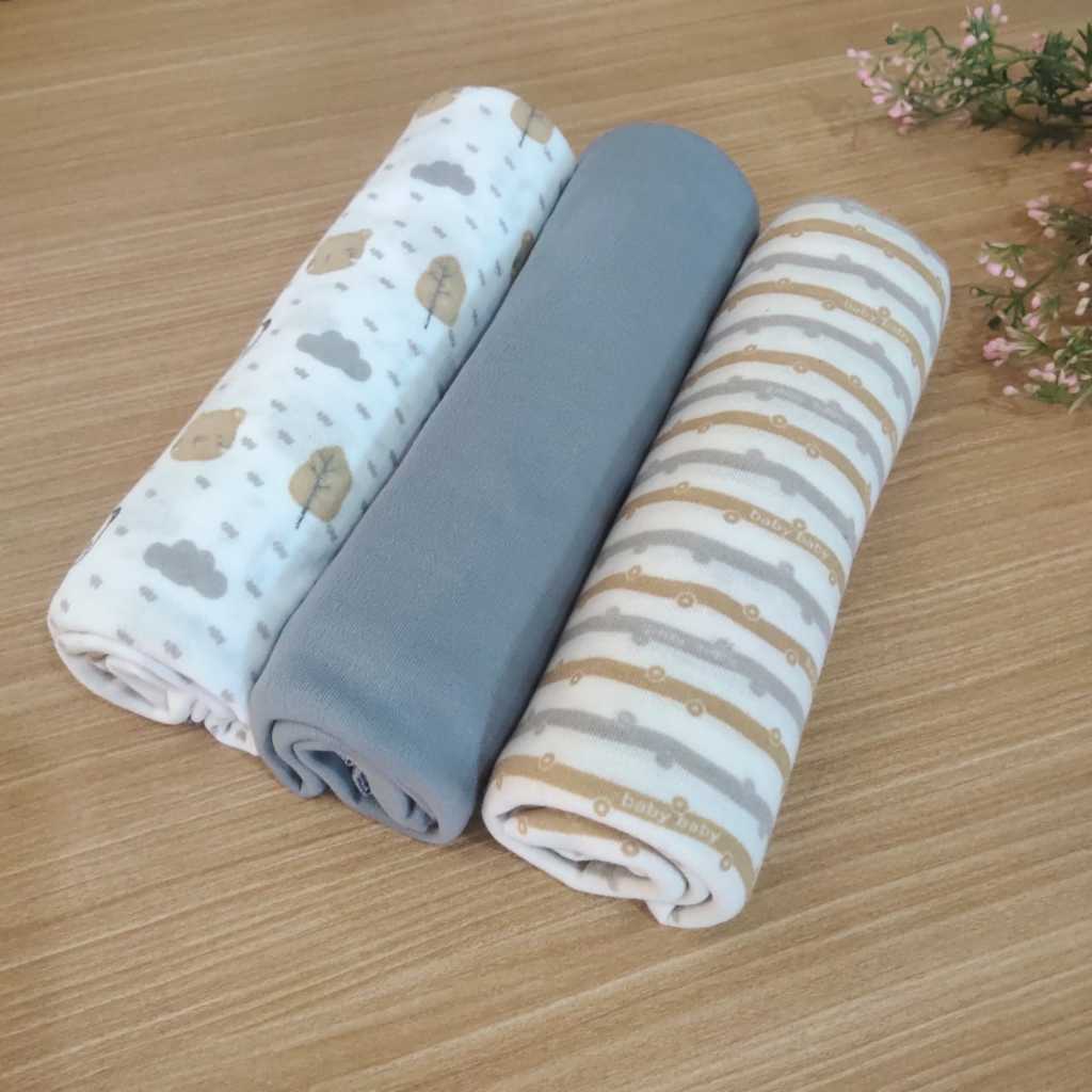 Jual Bedong Bayi Kain Selimut Multifungsi Seri Abu-abu Isi 3 Pcs ...