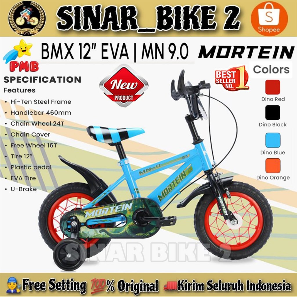 Jual Sepeda Anak Laki BMX MORTEIN MN 9.0 Ukuran 12 Inch Ban EVA Usia 2 ...