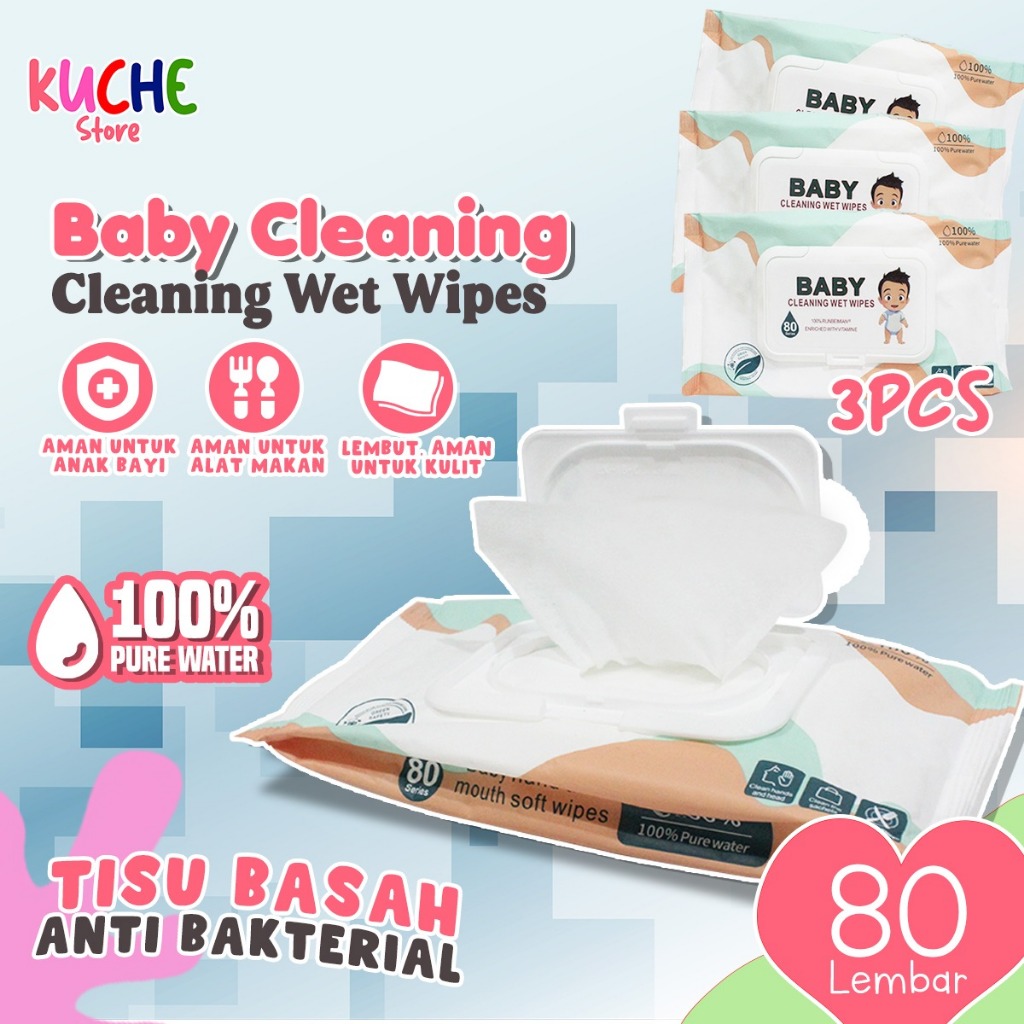 Jual 3 pcs Tisu Basah Anti Bakterial / Baby Cleaning Wet Wipes / Tisu Basah Baby Wipes | Shopee ...