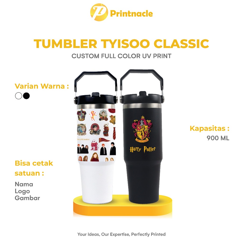 Jual Souvenir Tumbler 900ml Custom Cetak Uv Print Tumblr TYISOO Classic Handle Stainless ...