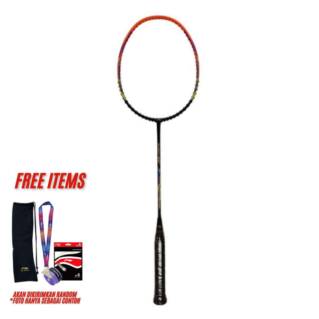 Jual Li-Ning Badminton Racket Turbo 99 Black/Orange AYPR028-4 Bundle ...