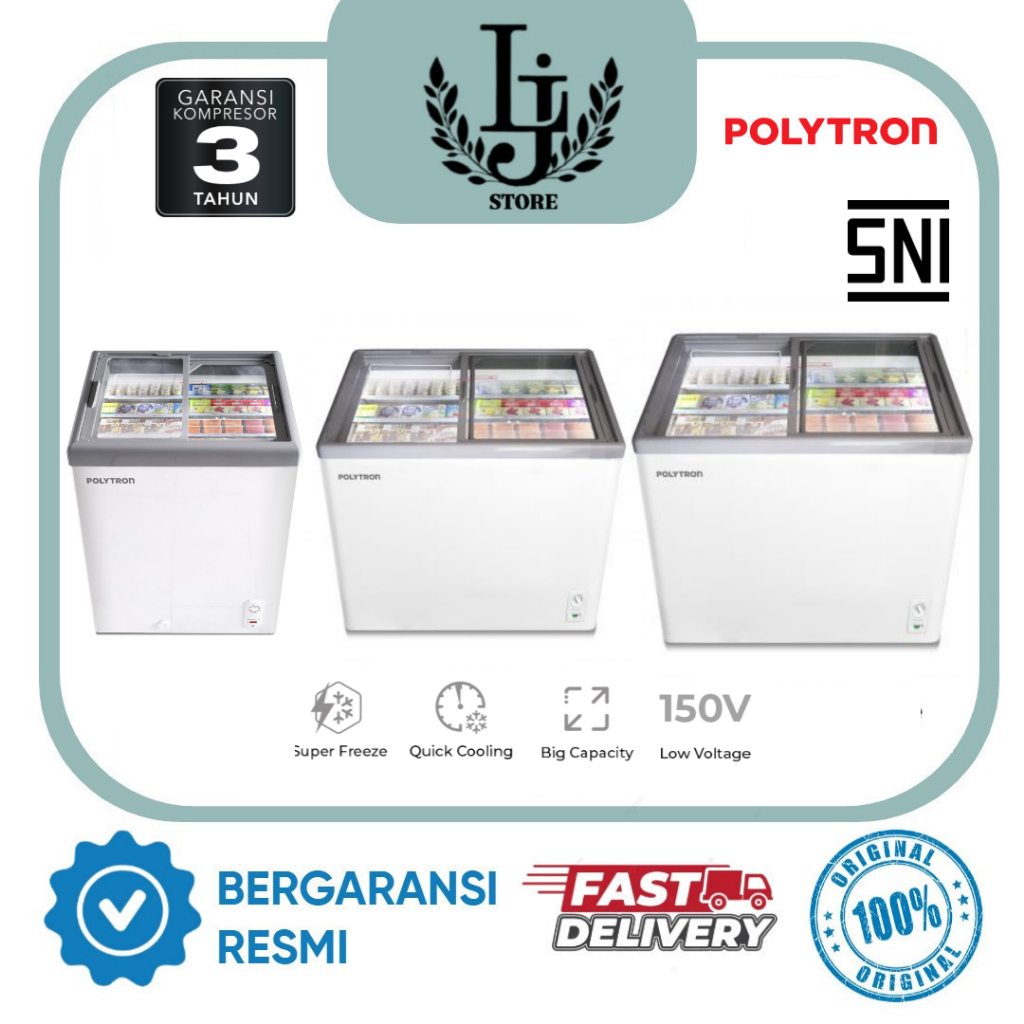 Jual Chest Freezer Polytron PCF129 /PCF229 / PCF329 Freezer Box Kaca ...