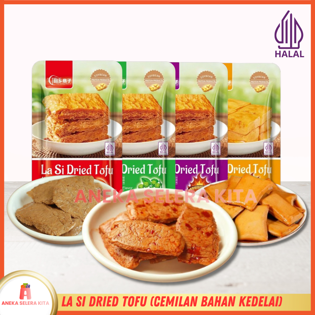 Jual La Si Dried Tofu Snack / Tahu Semi Kering Asin Gurih Pedas 25gr ...