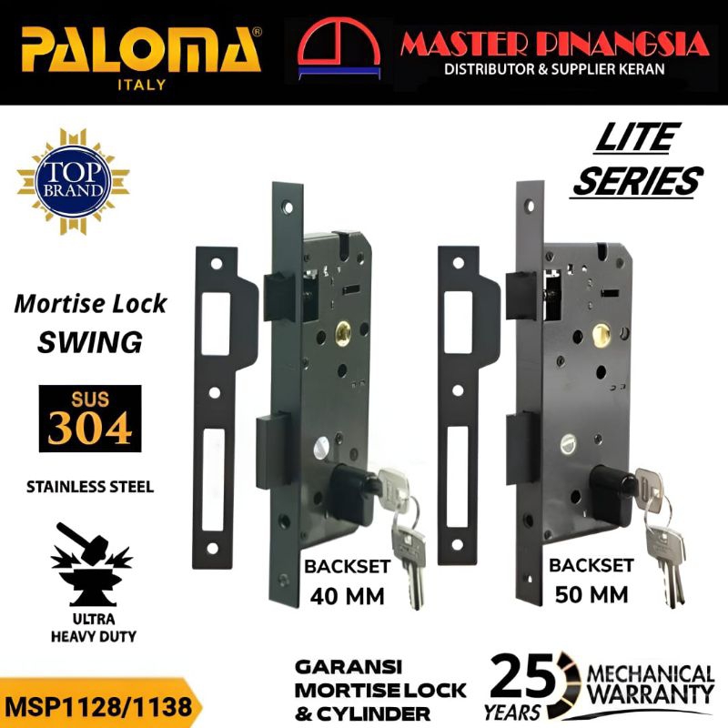 Jual PALOMA Mortise Lock Kunci Pintu Lockcase Set Badan Body Swing 40 ...