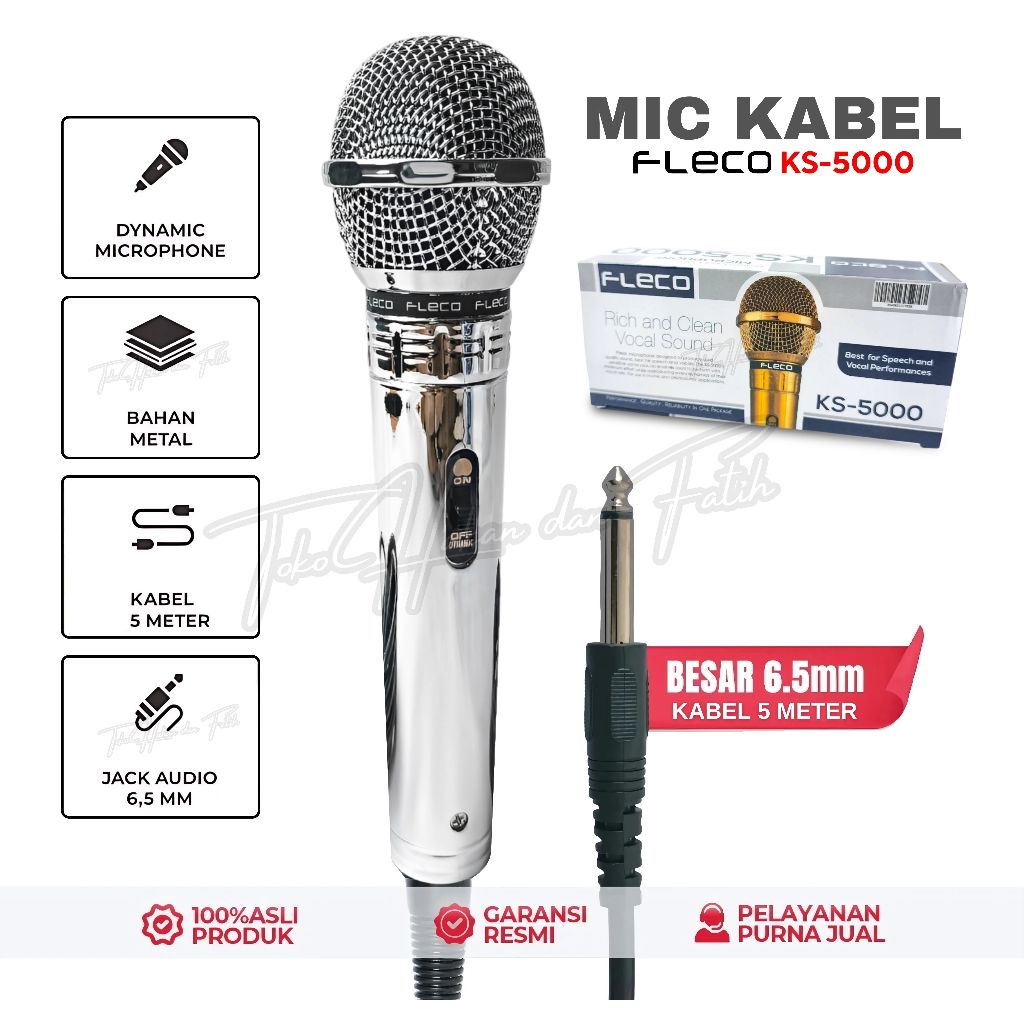 Jual Fleco KS-5000 Gold Mic Microphone Kabel Karaoke Buat Speaker ...