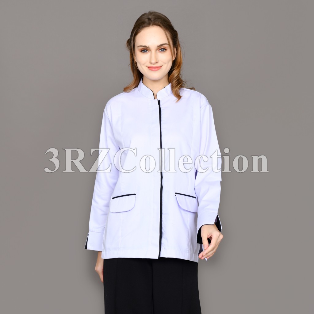 Jual BAJU DINAS PUTIH LIST HITAM LEMBUT ATASAN PUTIH WANITA BAJU ...