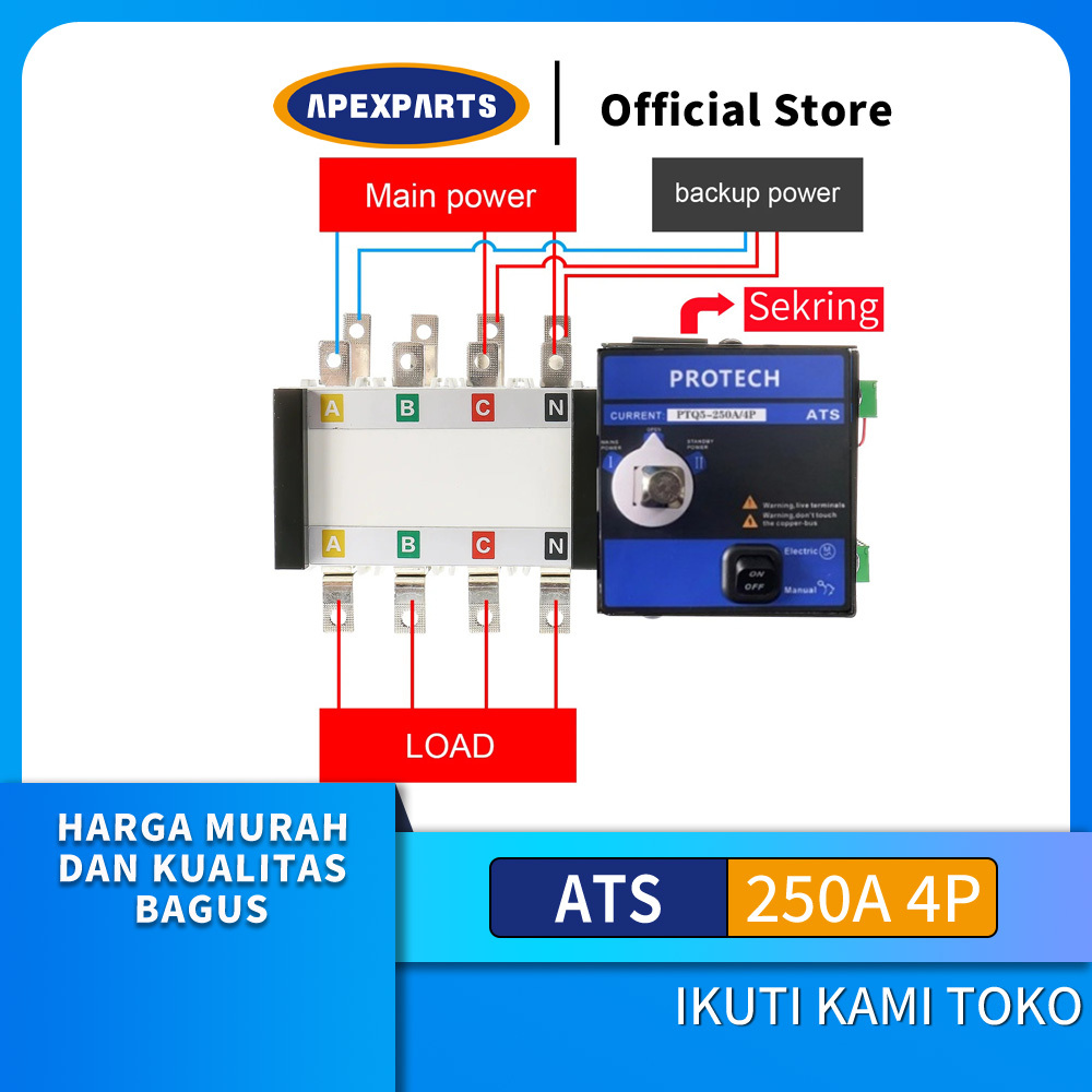 Jual Ats 4P 250A Ats Dual Power Automatic Switch Pln Genset Ats 4P 250A | Shopee Indonesia