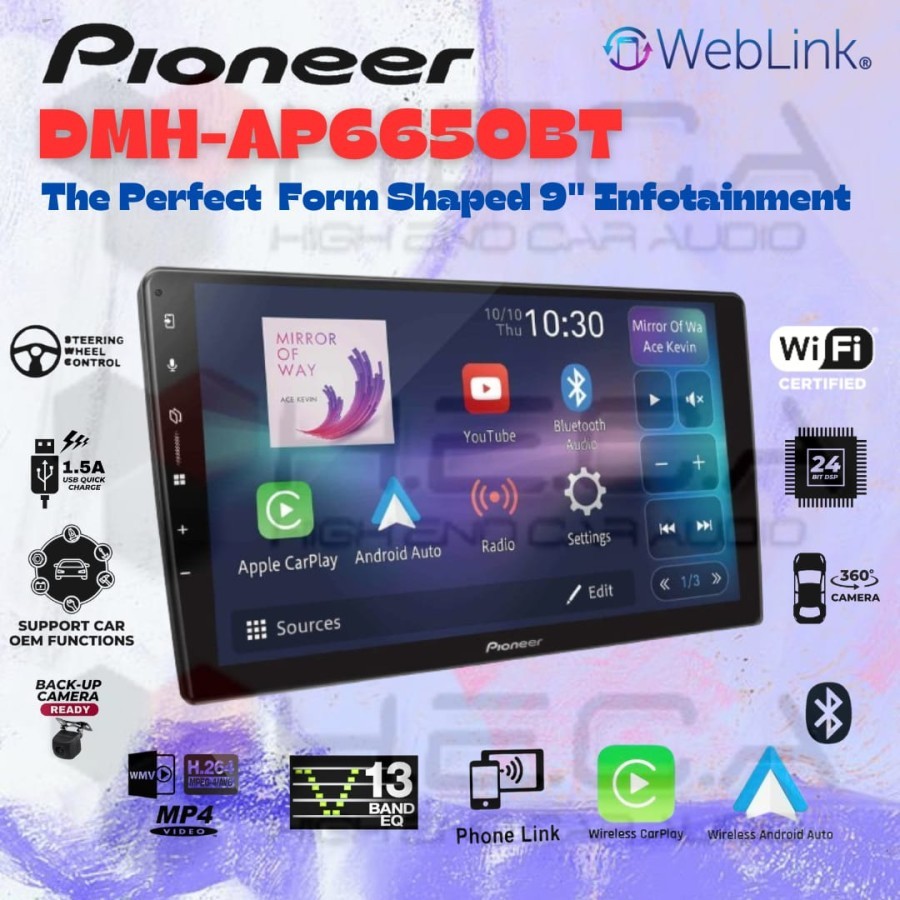 Jual Pioneer DMH-AP6650BT Head Unit 9" inch CarPlay Tape Audio TV Mobil ...