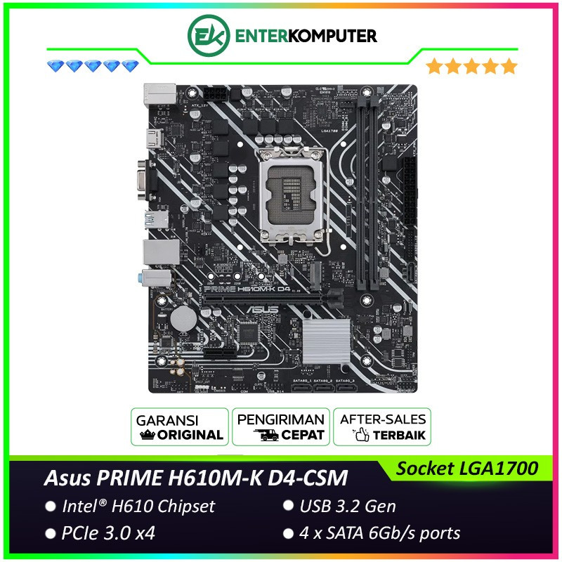 Jual Motherboard Asus PRIME H610M-K D4-CSM (LGA1700, H610, DDR4, USB3.2, SATA3) | Shopee Indonesia