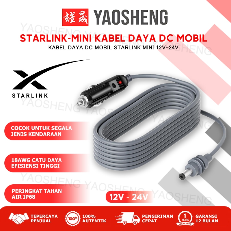 Jual Kabel Daya DC Mobil Starlink Mini 12V-24V Adapter Tahan Air IP68 ...
