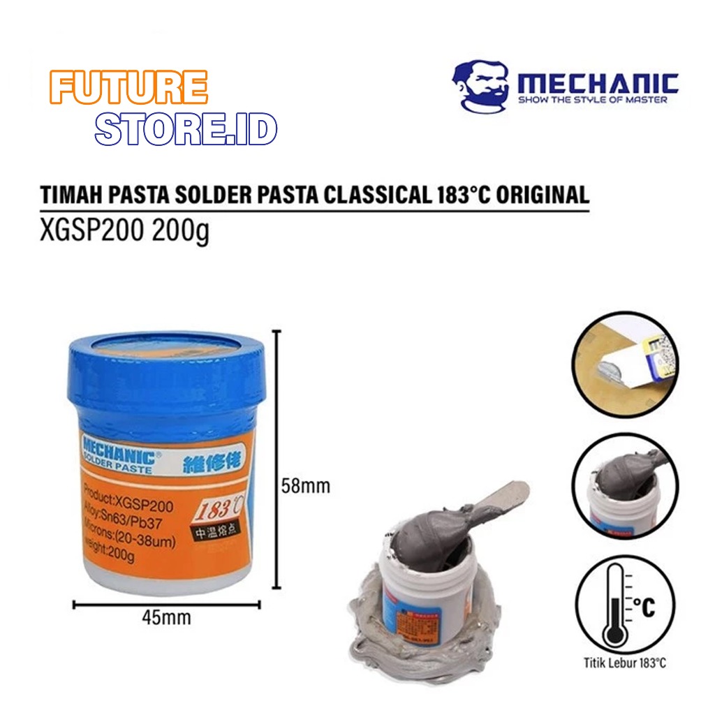 Jual MECHANIC XG250 TIMAH CAIR/TIMAH PASTA 200GR ORIGINAL | Shopee ...
