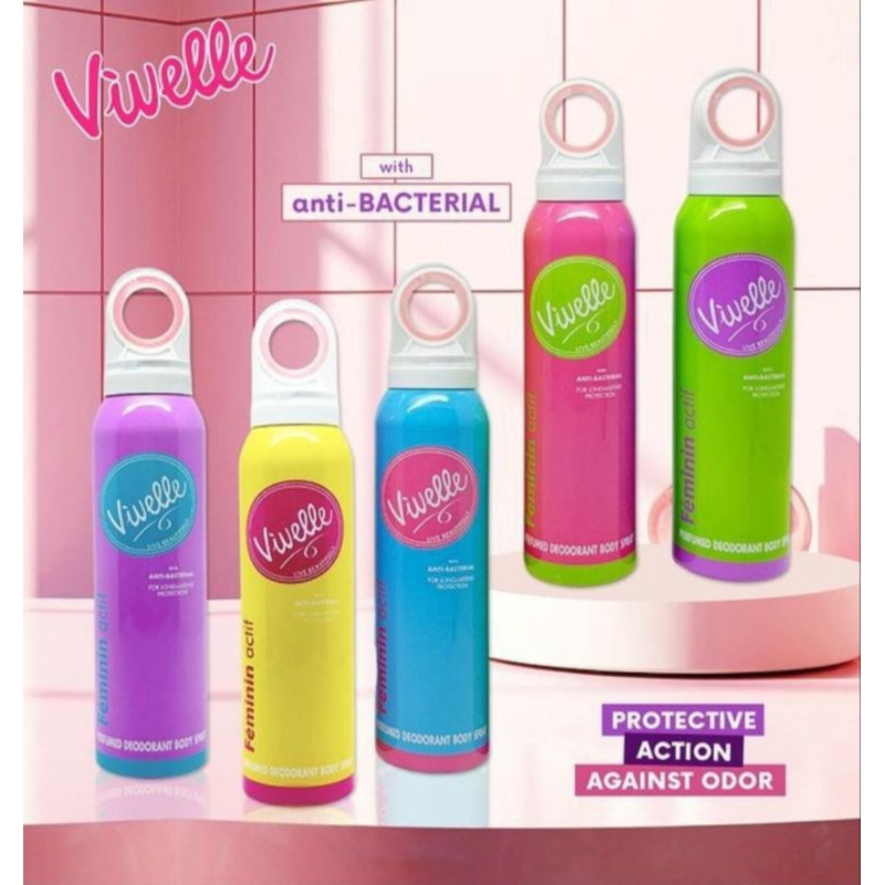 Jual Vivelle Body Spray Deodorant Perfumed With Anti Bacterial 150ml ...