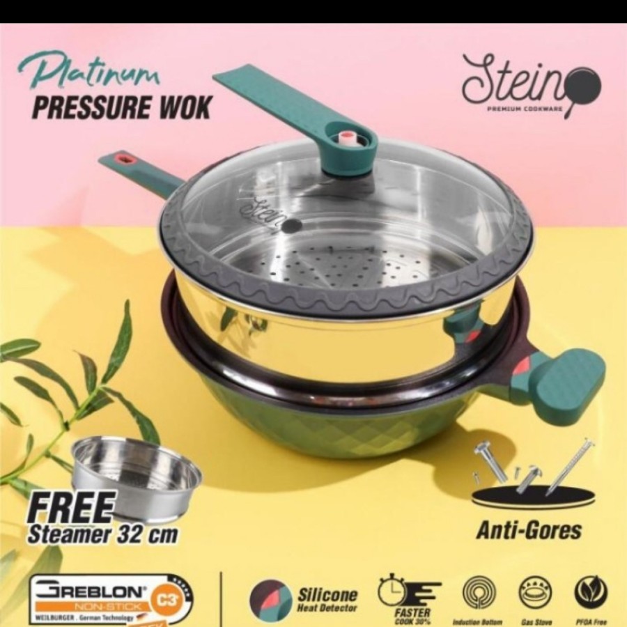 Jual STEIN Wok Pan Platinum Pressure Cooker | Marble Coating ANTI-BARET ...