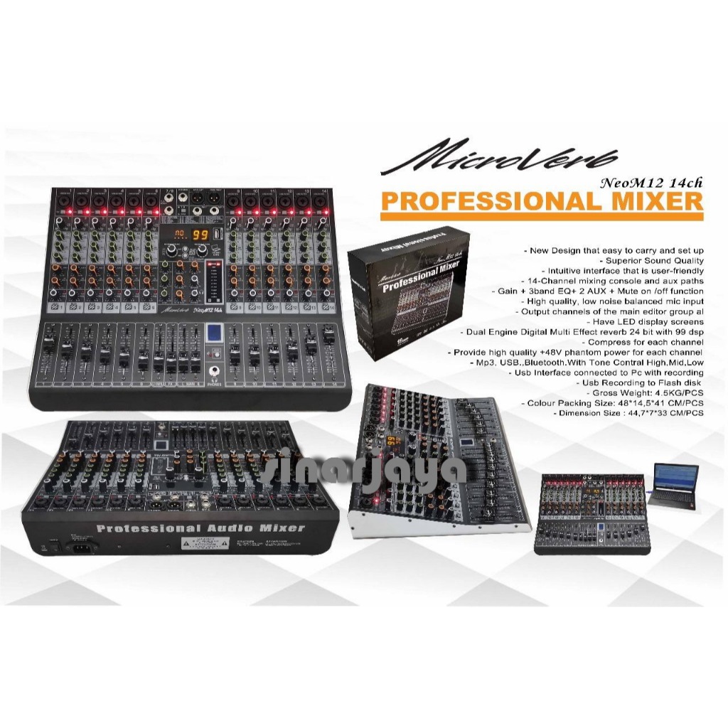 Jual MIXER MICROVERB NEO M12 / NEOM12 MIXER 14 CHANNEL WITH SOUNDCARD EFFECT DIGITAL 99DSP NEW ...