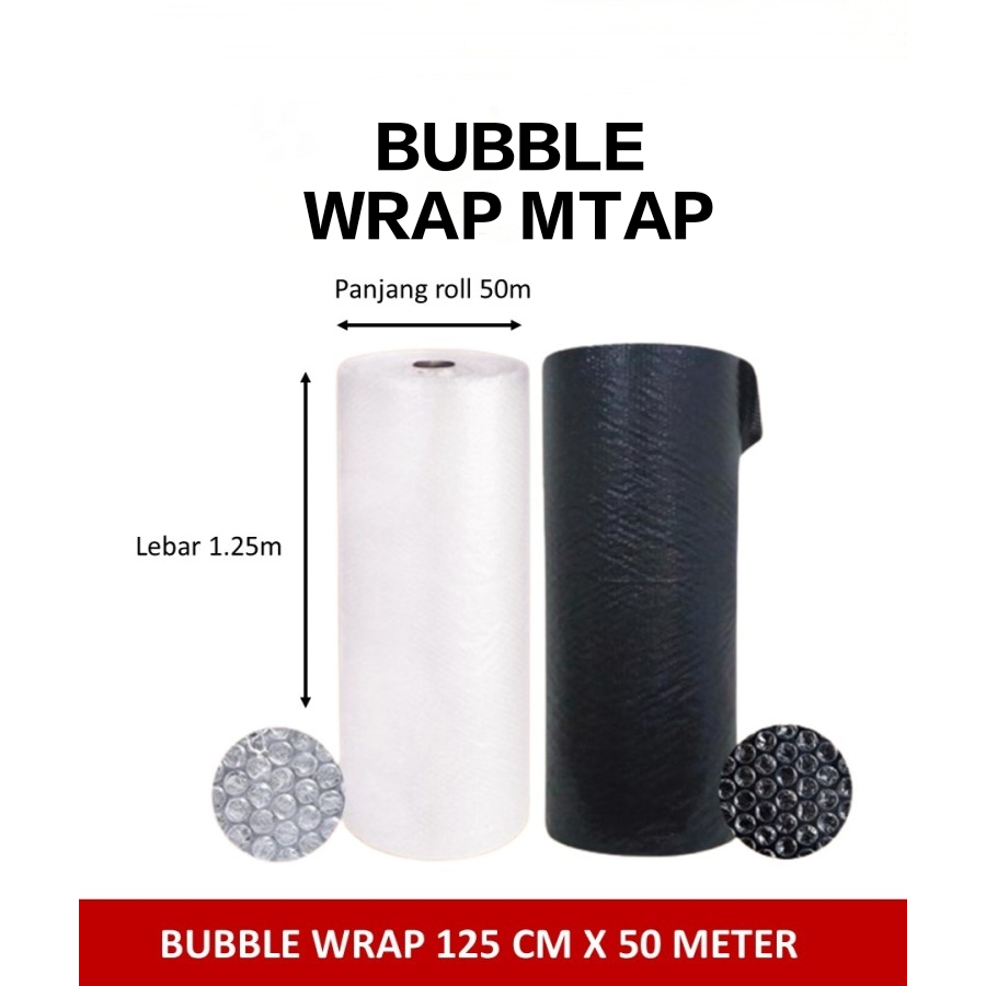 Jual Bubble Wrap Roll 125 cm x 50 m 1 Roll Bening dan Hitam Premium Quality - 3 Kg | Shopee ...