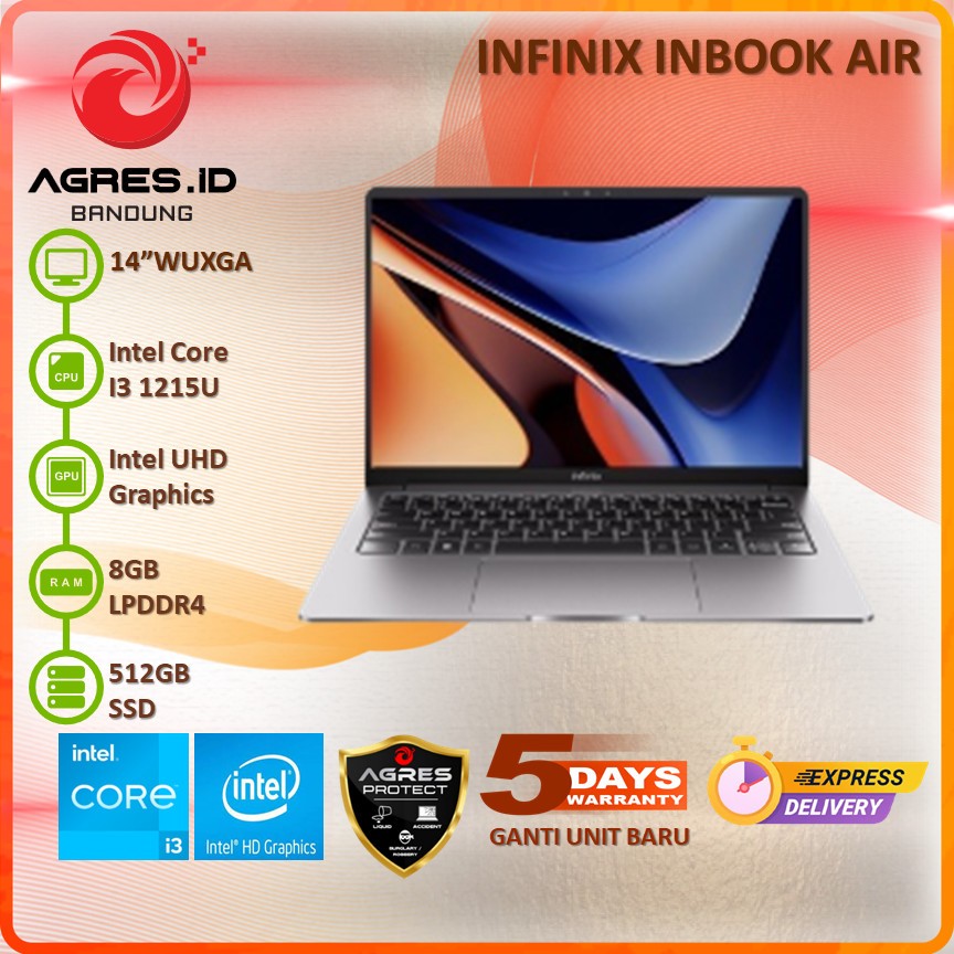 Jual INFINIX INBOOK AIR I3 1215U 8GB 256GB 14" WUXGA IPS 100SRGB ...