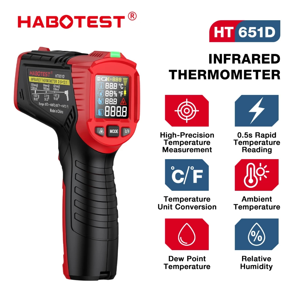 Jual HABOTEST HT651D Termometer Inframerah -50'c-800c Termometer ...