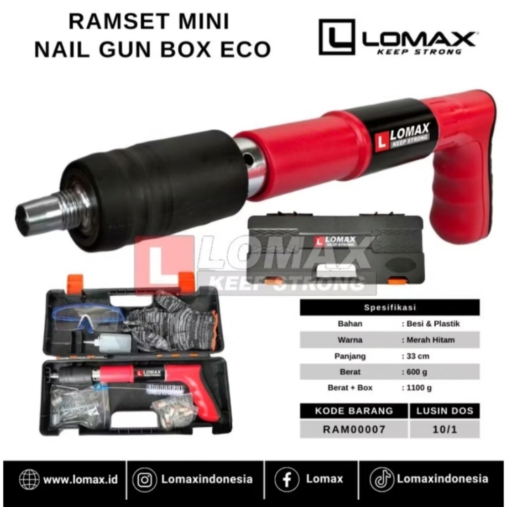 Jual Lomax Rivet Ramset / Alat tembak mesin paku tembak beton besi kayu ...