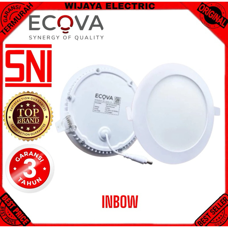 Jual Ecova Lampu slim Downlight Led panel 18 watt inbow bulat Cahaya putih | Shopee Indonesia