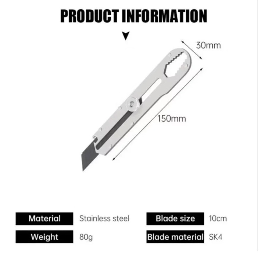 Jual Pisau Cutter Stainless Besar 9in1 Super Tajam Tahan Karat ...