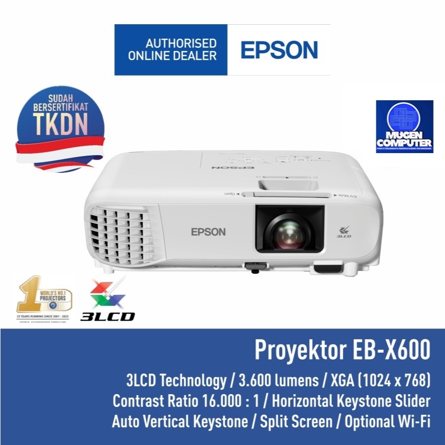 Jual Proyektor EPSON EB-X600 PENGGANTI EB-X500 XGA 3LCD 3600 Lumens ...