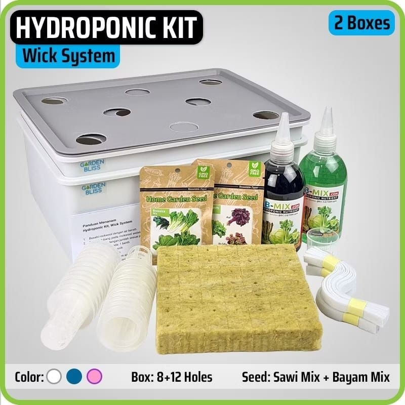 Jual Paket Pemula Hidroponik Lengkap Set 2 Baki Hydroponic Wick System | Shopee Indonesia