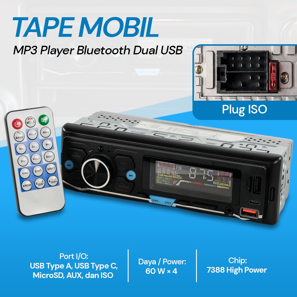 Jual Tape Audio Mobil Single Din Bluetooth Version Multifungsi Bluetooth USB MP3 FM Radio USB ...