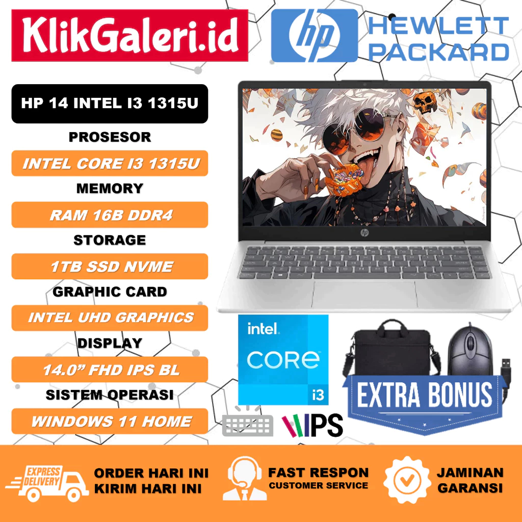 Jual Laptop Hp Slim 14 Intel Core i3 1315U RAM 16GB 1TB SSD FHD IPS ...