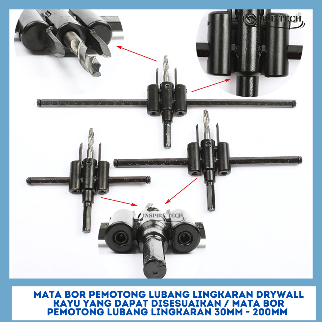 Jual Mata Bor kayu hole saw jangka / Adjustable circle holesaw cutter ...